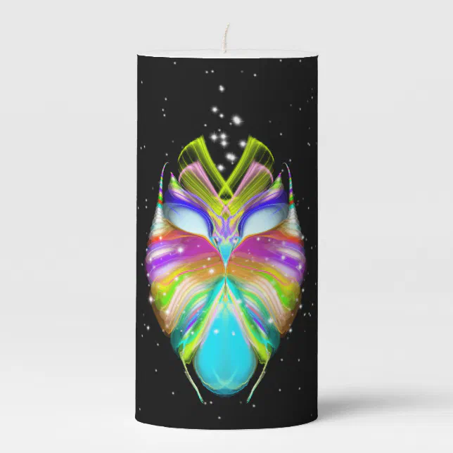 Starlight Oracle Owl Pillar Candle | Zazzle