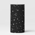 Starlight Sparkles Black and White Stars Pillar Candle | Zazzle