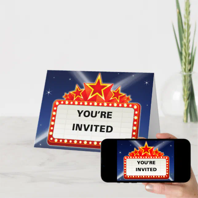 Starred Movie Marquee You're Invited Invitation | Zazzle Starred Movie Marquee You're Invited Invitation | Zazzle