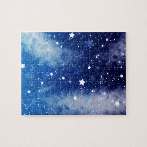 Starry Blue Night Sky Jigsaw Puzzle | Zazzle