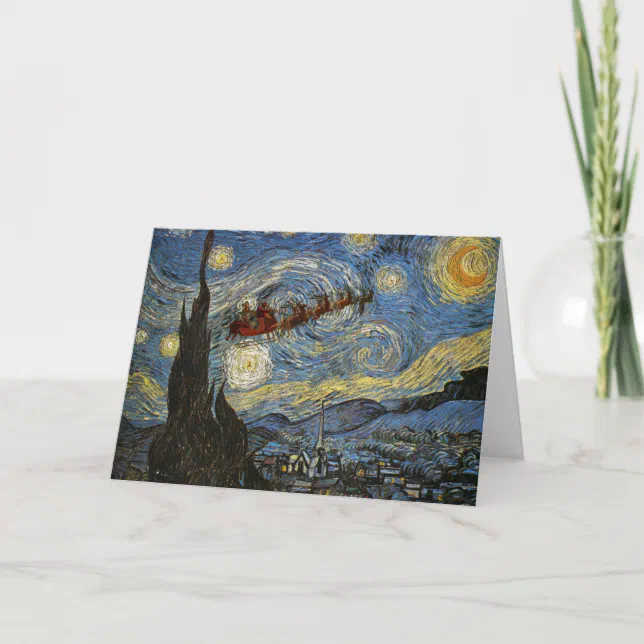 Starry Christmas Night Card | Zazzle