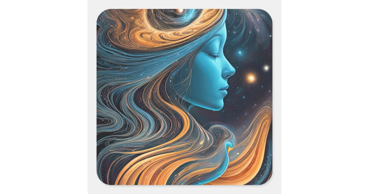 Starry Cosmic Venus Profile Square Sticker | Zazzle