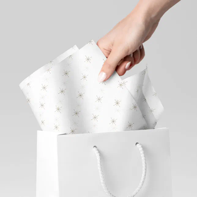 Starry Elegance White and Gold Stars Tissue Paper | Zazzle