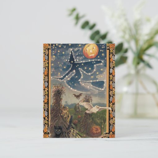Starry Halloween Night Postcard | Zazzle