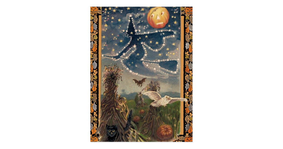Starry Halloween Night Postcard | Zazzle.com