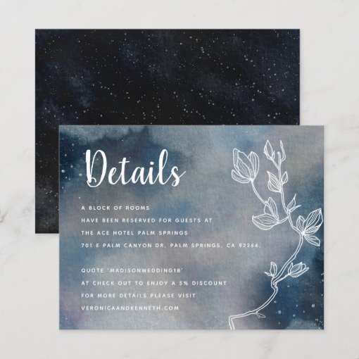 Starry Moonlit Night Monogram Wedding Detials Enclosure Card | Zazzle