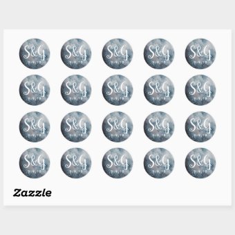 Starry Moonlit Night Monogram Wedding Sticker | Zazzle