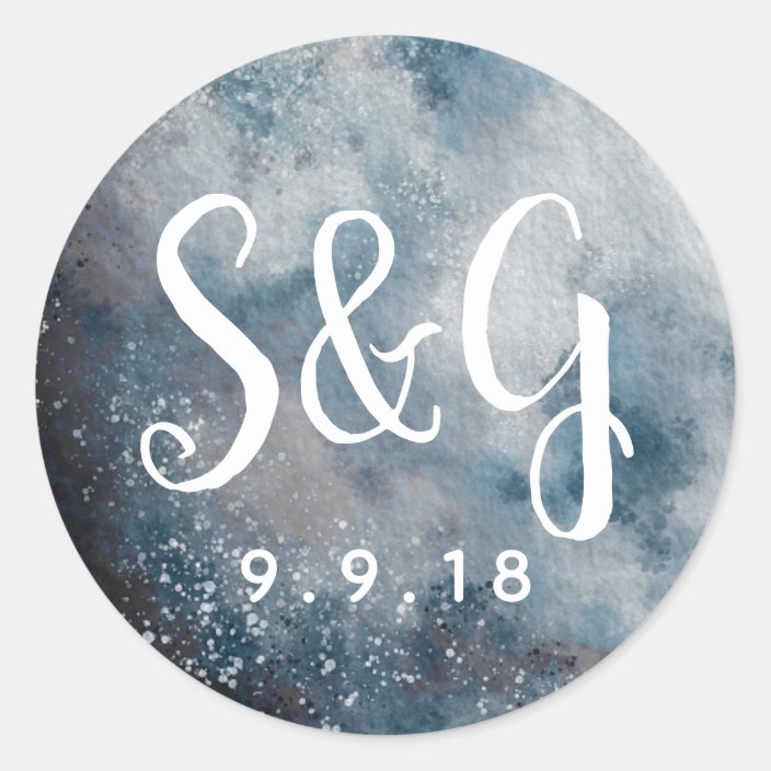 Starry Moonlit Night Monogram Wedding Sticker | Zazzle.com