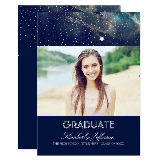 Starry Night and Shooting Star Photo Graduation Invitation | Zazzle.com
