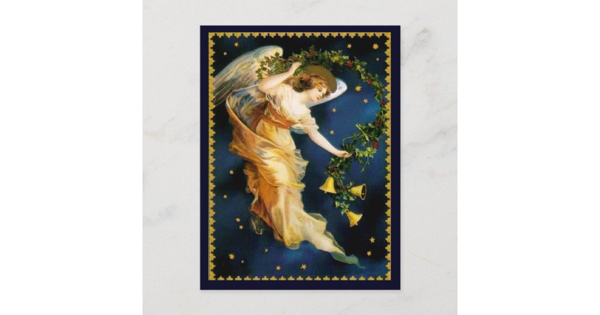 Starry Night Angel Christmas Holiday Postcard | Zazzle