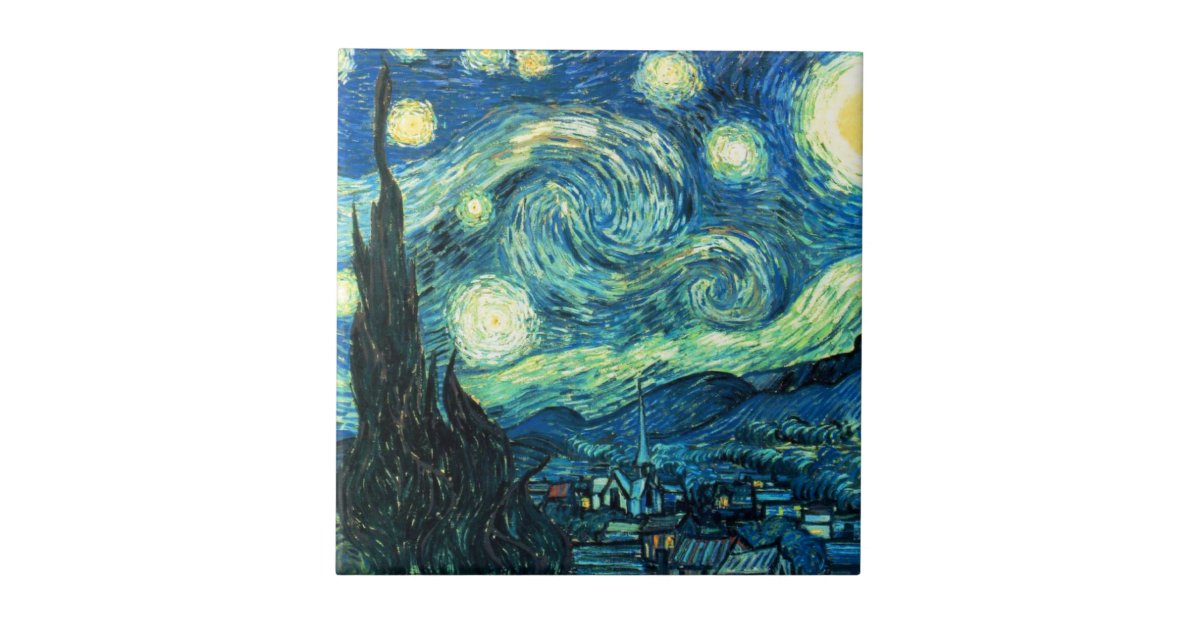 Starry Night art Tile | Zazzle