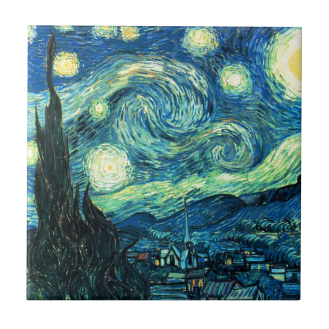 Starry Night art Tile | Zazzle