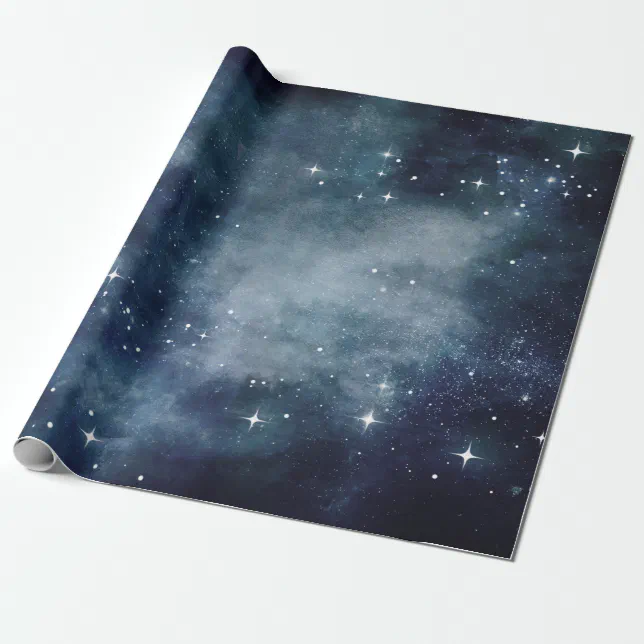 Starry Night Blue Sky Stars Lovers Universe Wrapping Paper | Zazzle