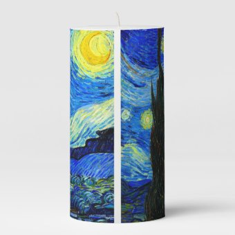 Starry Night by Van Gogh Fine Art Pillar Candle | Zazzle