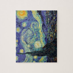 Starry Night by van Gogh Modern Art Painting Blue Jigsaw Puzzle | Zazzle