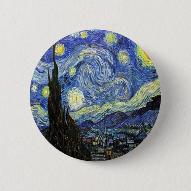 Starry Night By Vincent Van Gogh 1889 Pinback Button | Zazzle