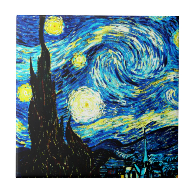 Starry Night by Vincent van Gogh Ceramic Tile | Zazzle