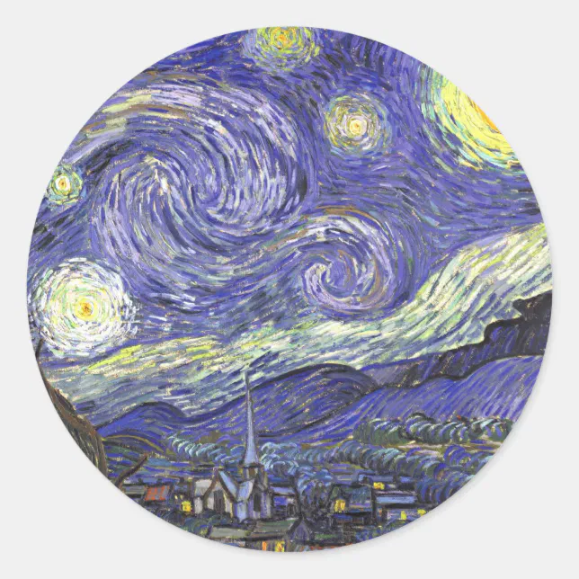 Starry Night by Vincent van Gogh Classic Round Sticker | Zazzle