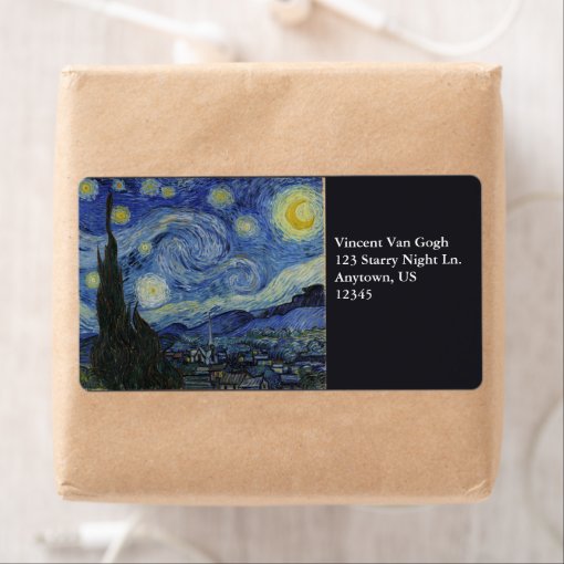 Starry Night by Vincent Van Gogh Label | Zazzle