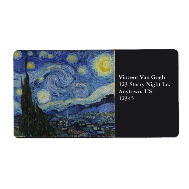 Starry Night by Vincent Van Gogh Label | Zazzle