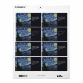 Starry Night by Vincent Van Gogh Label | Zazzle