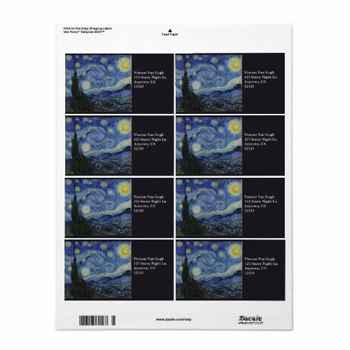 Starry Night by Vincent Van Gogh Label | Zazzle