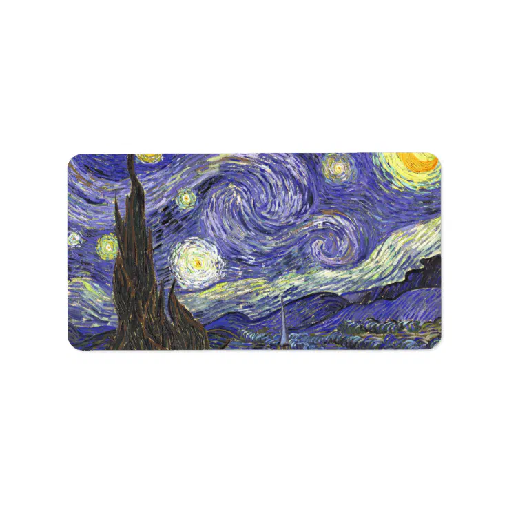 Starry Night by Vincent van Gogh Label | Zazzle