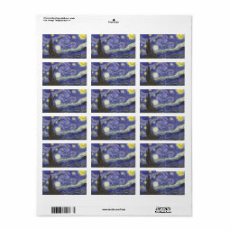 Starry Night by Vincent van Gogh Label | Zazzle
