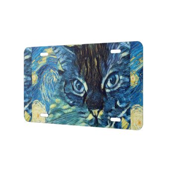 Starry Night Cat License Plate | Zazzle