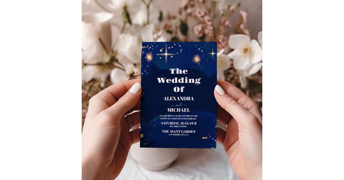 Starry Night Celestial Galaxy Wedding Invitation | Zazzle