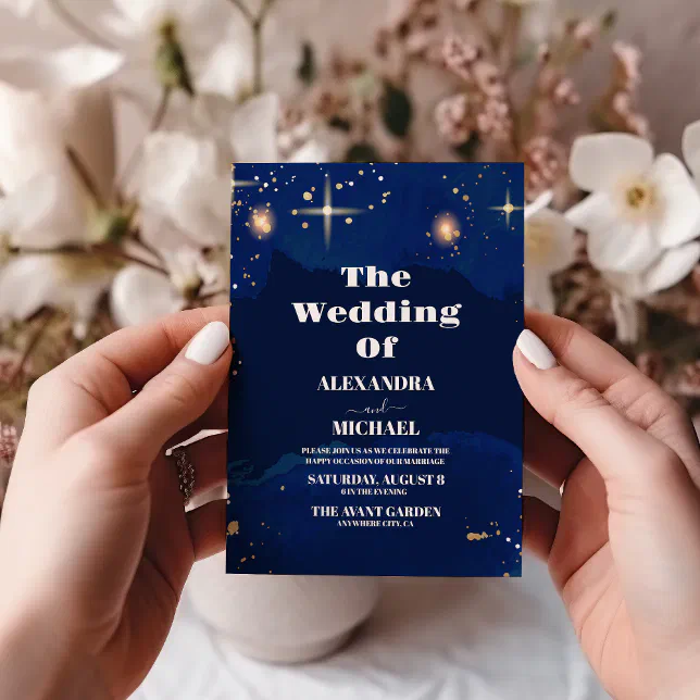 Starry Night Celestial Galaxy Wedding Invitation | Zazzle
