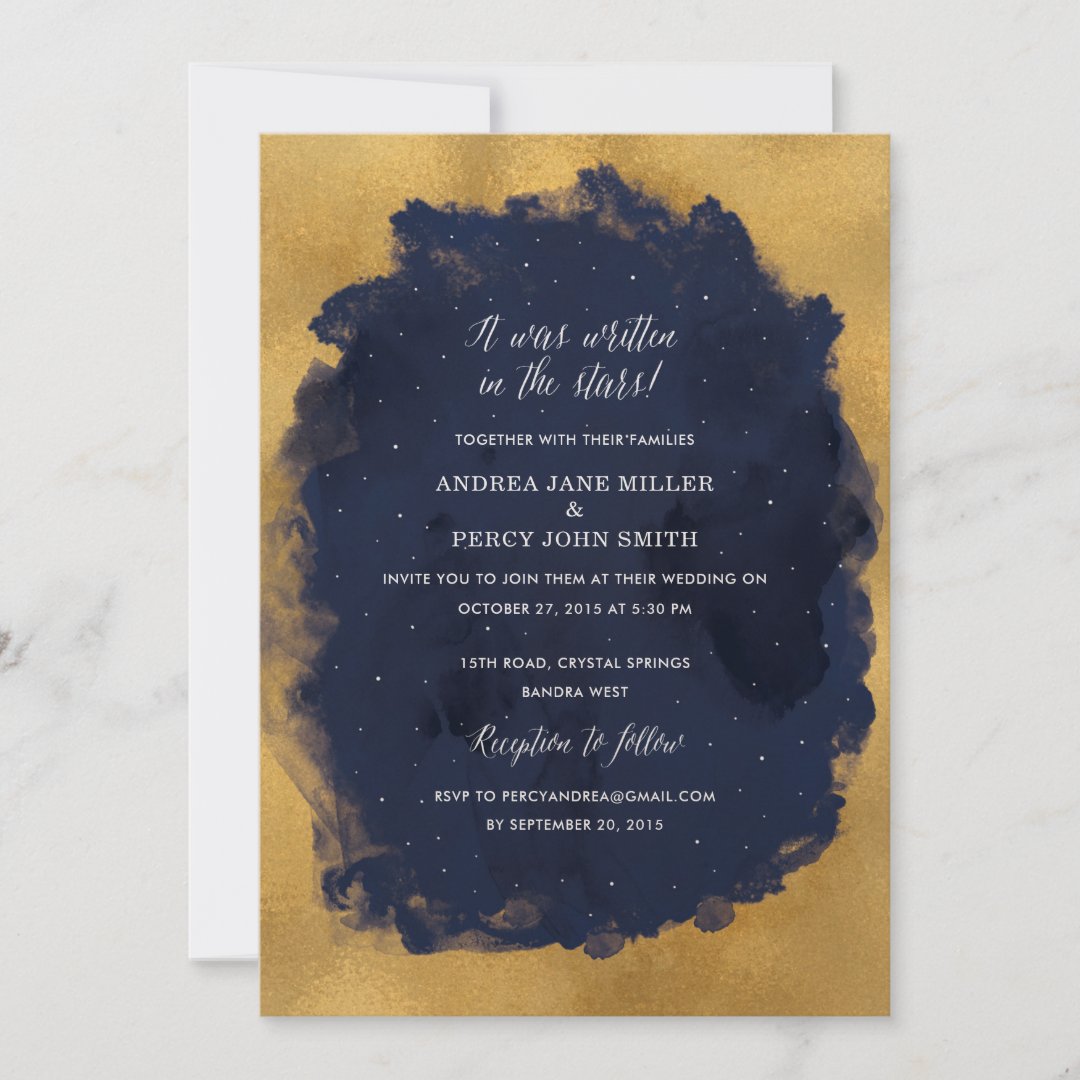 Starry Night Celestial Star Wedding Invitation | Zazzle