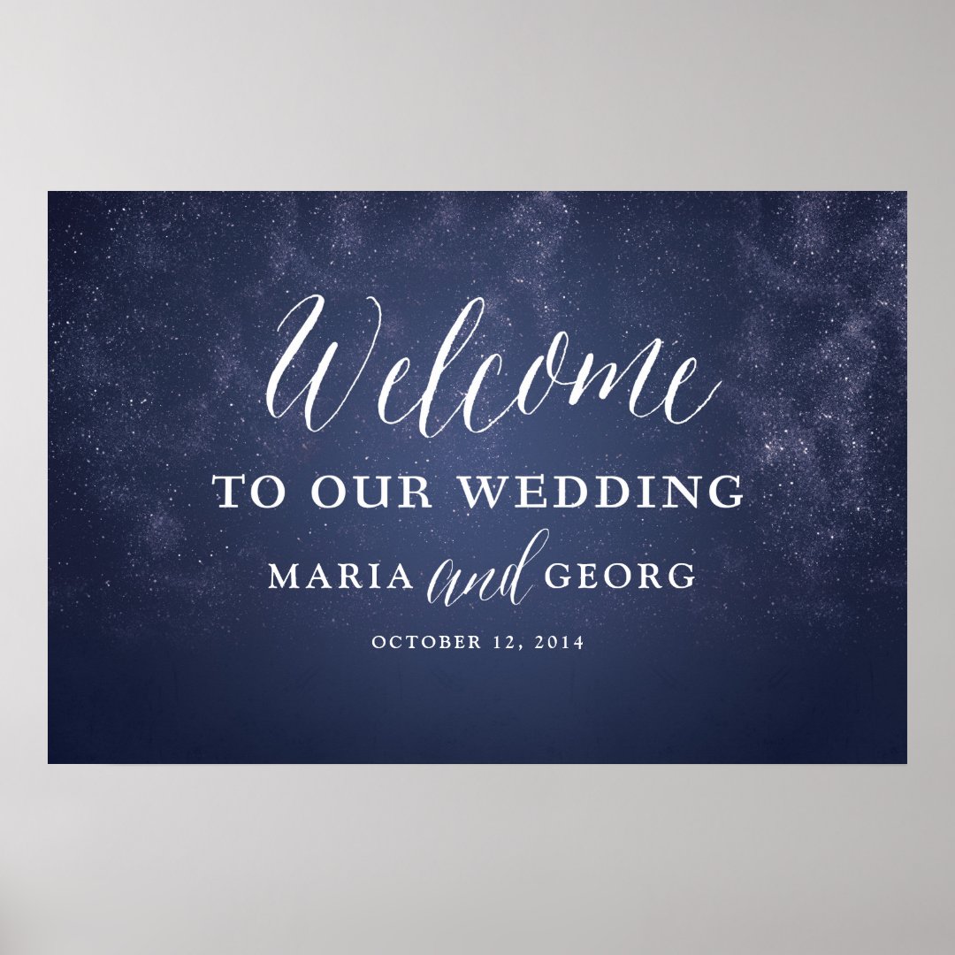 Starry Night Celestial Star Wedding Welcome Sign | Zazzle