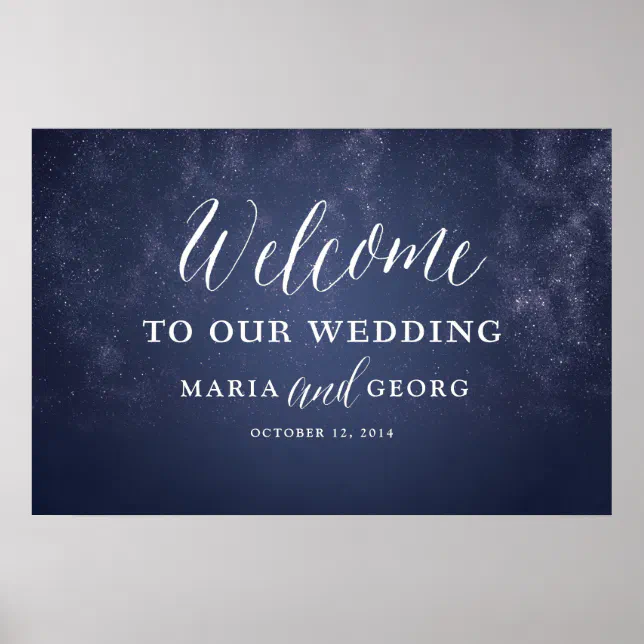 Starry Night Celestial Star Wedding Welcome Sign | Zazzle