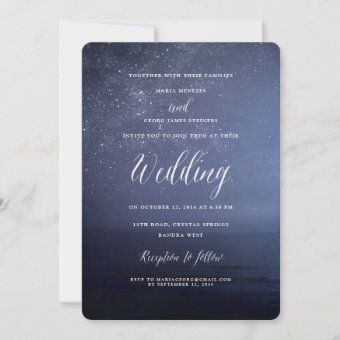 Starry Night Celestial Stars Wedding Invitation | Zazzle