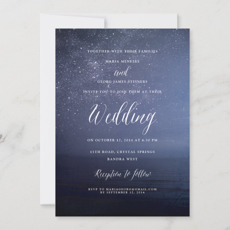 Starry Night Celestial Stars Wedding Invitation | Zazzle