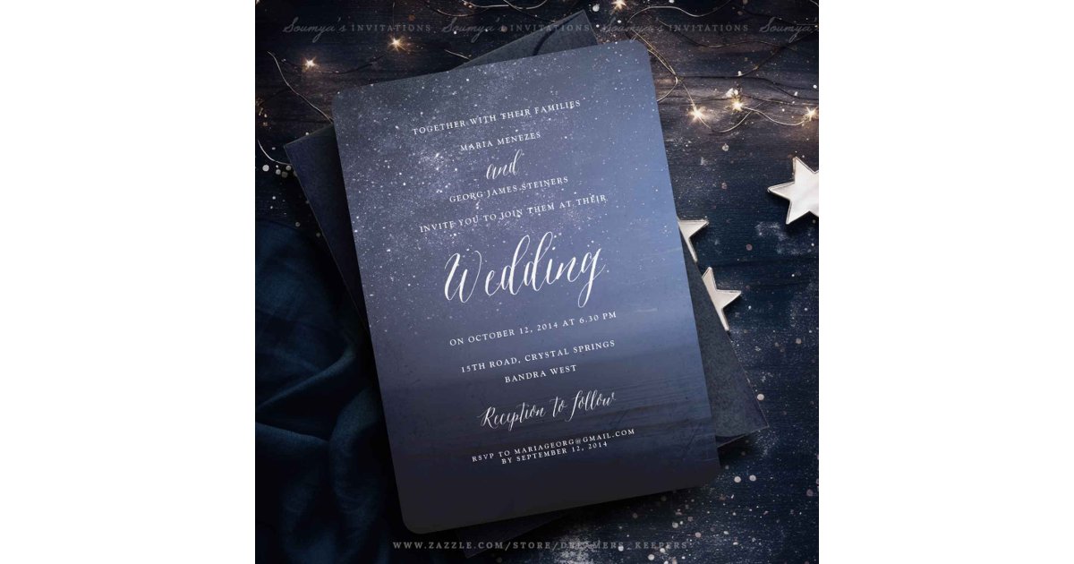 Starry Night Celestial Stars Wedding Invitation | Zazzle