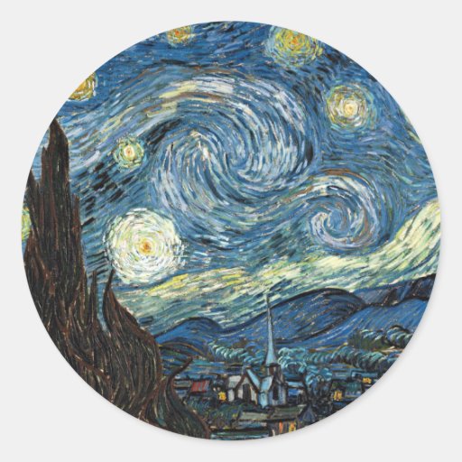 Starry Night Classic Round Sticker | Zazzle
