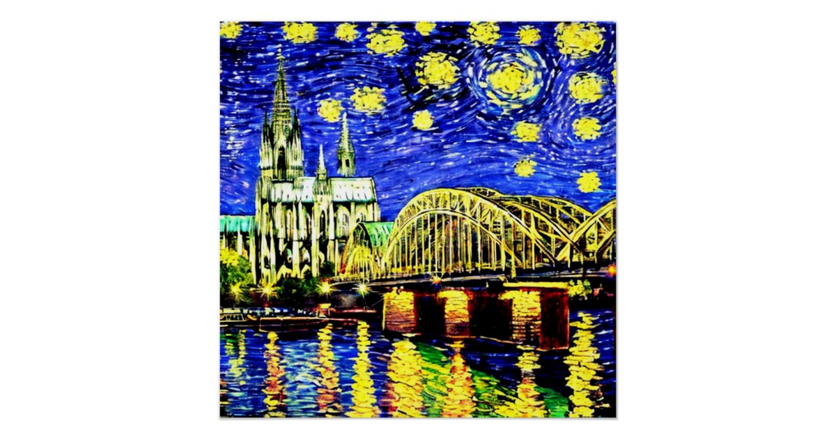 Starry Night Cologne Germany Cathedral Poster | Zazzle