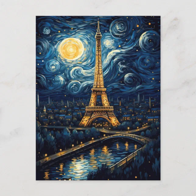 Starry Night - Eiffel Tower Postcard | Zazzle