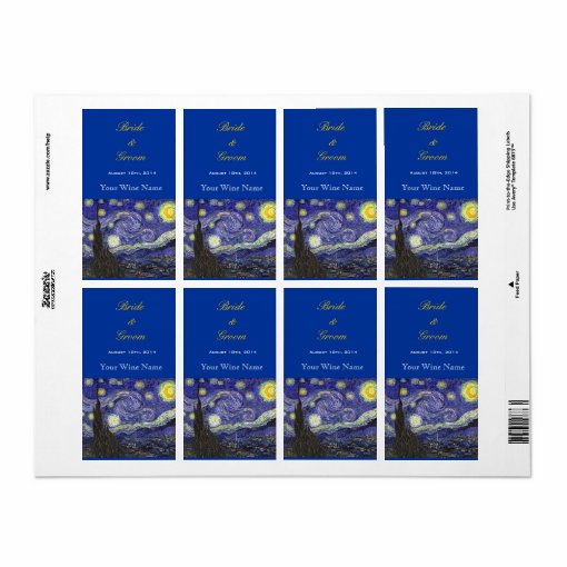 Starry Night fine art wedding wine labels | Zazzle