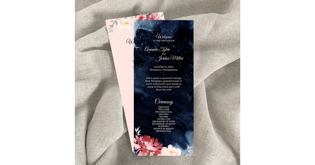 Starry Night Floral Wedding Program | Zazzle