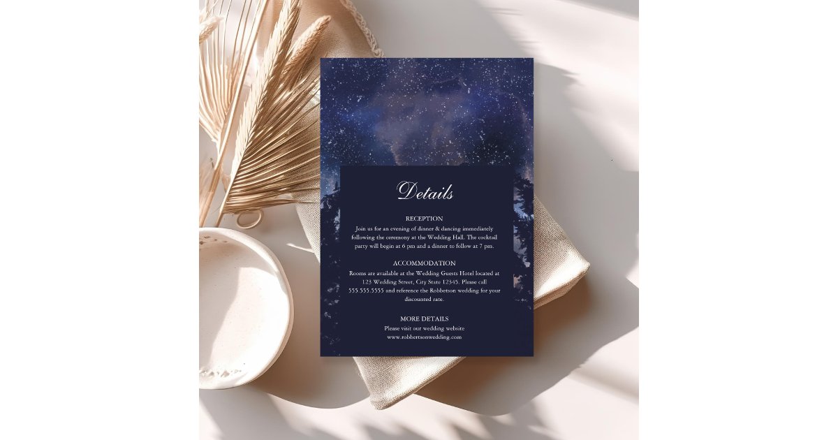 Starry Night Forest Wedding Details Card | Zazzle