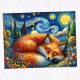 Starry Night Fox: A Whimsical and Magical Postcard | Zazzle