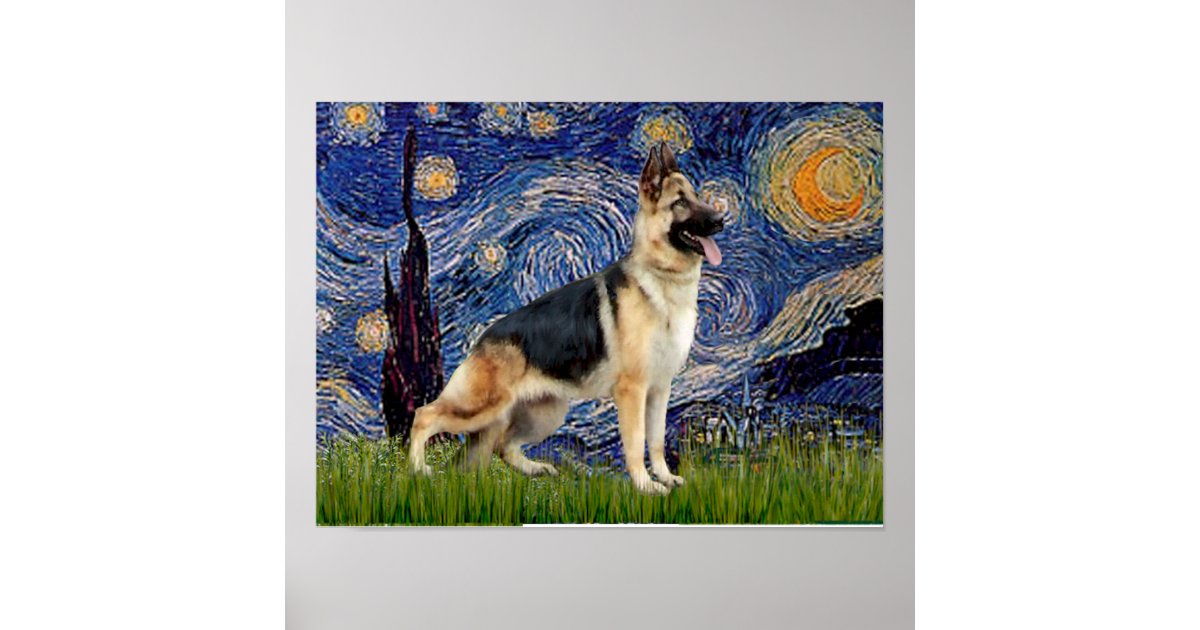 Starry Night - German Shepherd 13 Poster | Zazzle