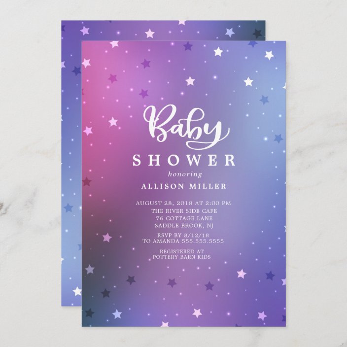 Starry Night Girls Baby Shower Invitation | Zazzle.com