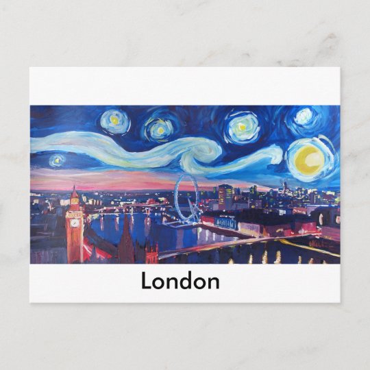 Starry night in London Postcard | Zazzle.com