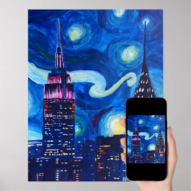 Starry Night in New York - Van Gogh Inspirations Poster | Zazzle