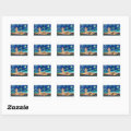 Starry Night in Pisa with Leaning Tower Square Sticker | Zazzle