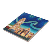 Starry Night in Pisa with Leaning Tower Tile | Zazzle